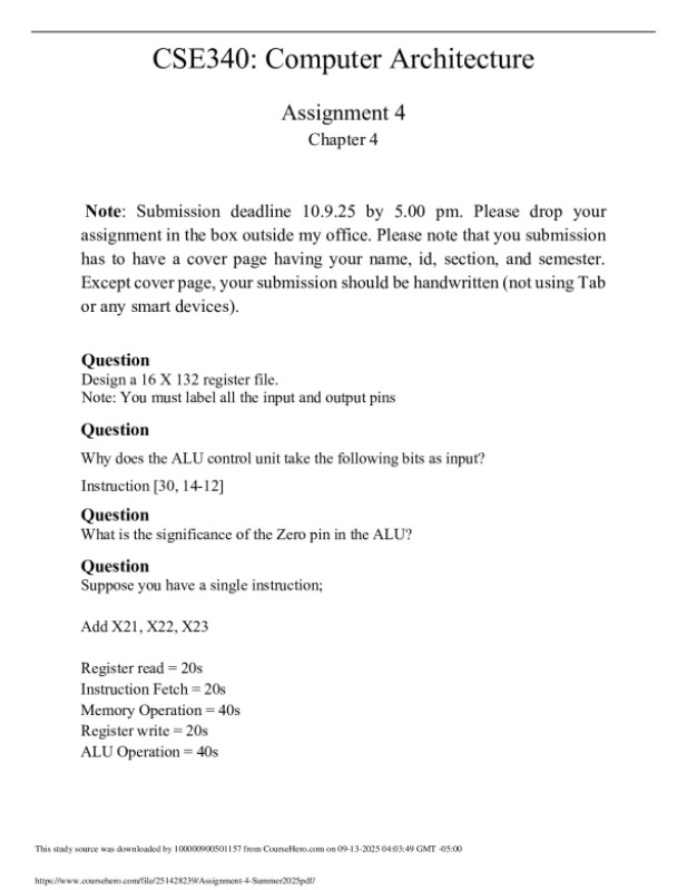 CSE340: Computer Architecture Assignment 4